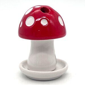 Other | Ceramic Red White Mushroom Incense Burner With Tray Incense 4 ...